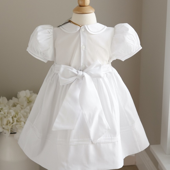 Feltman Brothers | Dresses | White Smocked Rosebud Dress Heirloom Pink ...